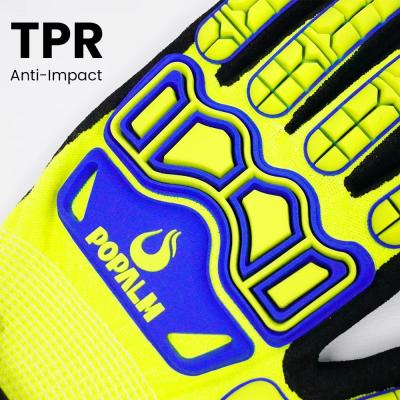 China Level C Anti Cut Impact Knuckle Protection Gloves 13 Gauge HPPE TPR Wear Resistant for sale