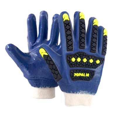 China Anti Impact TPR Protection Gloves Blue Nitrile Coated Cut Resistant Gloves Size 7-11 for sale