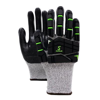 China 13 Gauge HPPE Cut Proof Gloves with TPR Impact Protection Nitrile Coated Anti Slip Work Gloves for sale