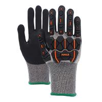 China Anti Slip TPR Impact Protection Gloves Heavy Duty Sandy Nitrile Coated 13 Gauge EN388 for sale