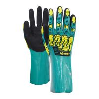 China 18 Gauge TPR Impact Chemical Nitrile Gloves 32cm Cuff Oil Resistant for sale
