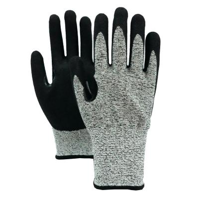 China 13 Gauge Cut Resistant Gloves Sandy Nitrile Coated Anti Slip Work Gloves for Construction EN388 4X43C for sale