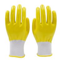 China 15 Gauge 70g Nitrile Work Gloves Oil Resistant Waterproof Polyester Protective Gloves for sale