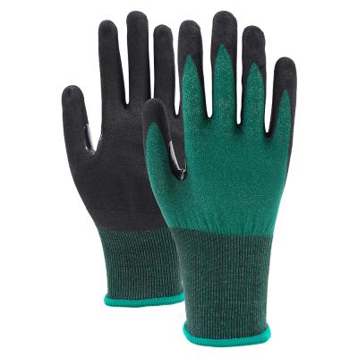 China Green Liner Anti Cut Work Gloves ANSI A2 Nitrile Coating 18 Gauge S to XXXL for sale