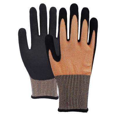 China A5 Cut Resistant Safety Nitrile Polyester Gloves Industrial Use With Elastic Cuff for sale