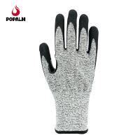 China Level C 13 Gauge Touch Screen Safety Gloves Sandy Nitrile Palm Coated Cut Resistant Work Gloves EN388 4X42C for sale
