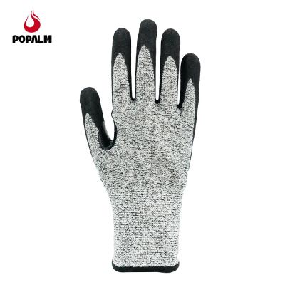 China Level C 13 Gauge Touch Screen Safety Gloves Sandy Nitrile Palm Coated Cut Resistant Work Gloves EN388 4X42C for sale