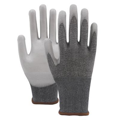 China 18 Gauge PU Coated Cut Resistant Gloves ANSI Cut Level 4 Anti Slip Wear Resistant Safety Gloves for sale