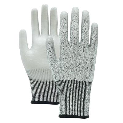 China Custom Logo PU Safety Gloves Cut Protection 13 Gauge Industrial Work Gloves Anti Slip for sale