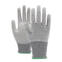 China 13 Gauge PU Safety Gloves Level 2 Protection Anti Slip Grey Breathable Work Gloves CE 4X42B for sale