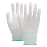 China 13 Gauge Lightweight Polyester Durable White PU Coated Work Gloves For Assembly Handling for sale