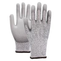 China 13 Gauge PU Coated Cut Resistant Work Gloves EN388 4X42D Seamless Knit HPPE Steel Wire for sale