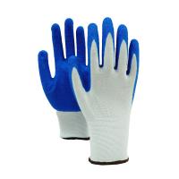 China Blue Crinkled Latex Nylon Work Gloves 13 Gauge Abrasion Resistant Anti Slip for sale