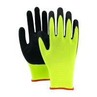 China OEM Black Crinkle Latex Work Gloves 13 Gauge Nylon Liner Abrasion Resistant Waterproof for sale