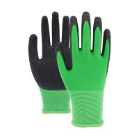 China 13 Gauge Polyester Latex Work Gloves Anti Slip Abrasion Resistant Black for sale