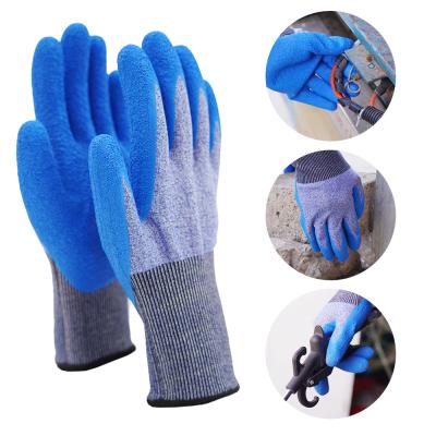 China ANSI A4 Cut Resistant Latex Work Gloves 18 Gauge HPPE Steel Wire for Construction for sale