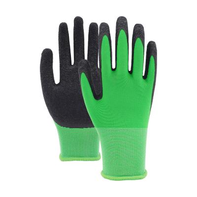 China 13 Gauge Polyester Crinkle Latex Grip Gloves Anti Slip Abrasion Resistant Sizes 7 to 11 for sale