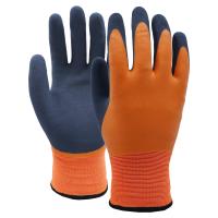 China 15 Gauge Double Dipped Latex Gloves with Fleece Lining Thermal Work Gloves Size 10 XL for sale