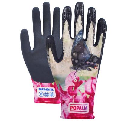 China 15 Gauge Wear Resistant Gardening Gloves with Latex Coating for Women Sizes S to XL for sale