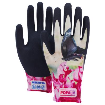China 15 Gauge Polyester Latex Coated Garden Gloves Machine Washable for Outdoor Landscaping Work for sale