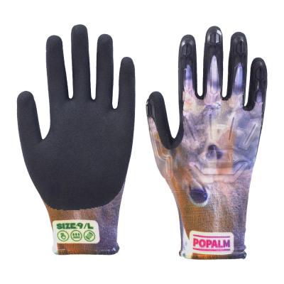 China 15 Gauge Impact Resistant Garden Safety Gloves TPR Latex Sandy Coated Custom Design for sale