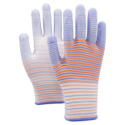 China 13 Gauge PU Palm Coated Work Gloves Polyester Zebra Design Anti Slip Abrasion Resistant Size 10 for sale