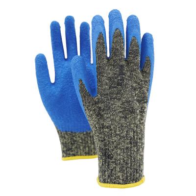 China Anti Slip Fire Resistant Work Gloves Blue Latex 13 Gauge Cut Protection CE for sale