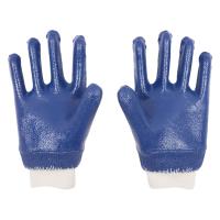 China Blue Fully Coated Nitrile Gloves Chemical Heat Resistant Men Sizes 7-11 for sale