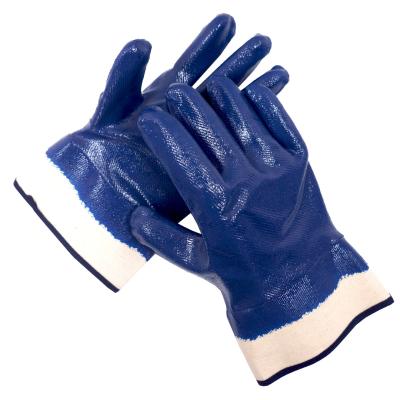 China Blue Nitrile Full Coating Chemical Proof Gloves Abrasion Resistance Size 7-11 for sale