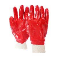 China PVC Coated Chemical Proof Gloves Seamless Knitted Alkali Resistant Size 10 Custom Color for sale