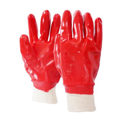 China PVC Coated Chemical Proof Gloves Seamless Knitted Alkali Resistant Size 10 Custom Color for sale