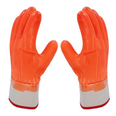 China High Visibility PVC Safety Gloves 10 Size Textured Grip Chemical Resistant Winter Gloves for sale