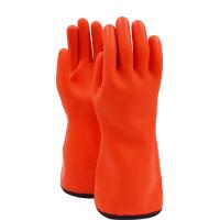 China PVC Chemical Resistant Gloves 30cm 35cm Textured Finish Foam Liner Industrial Safety for sale