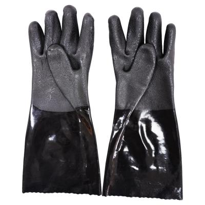 China Custom PVC Chemical Safety Gloves 40cm Length Cotton Lined Work Gloves for sale