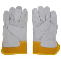 China Custom Logo Safety Working Leather Gloves Washable Yellow Split Cowhide Gloves S-XXXL for sale