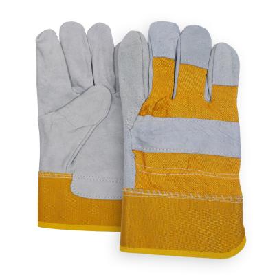 China White Yellow Cowhide Leather Work Gloves Wear Resistant Safety Gloves Size 7-12 CE for sale