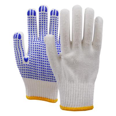 China 10 Gauge Wool Knitted Gloves with Blue PVC Dots and Fleece Lining for sale