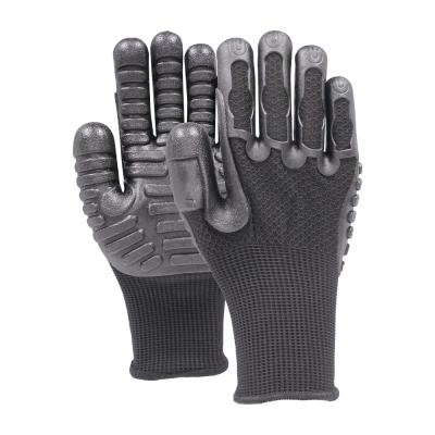 China 13 Gauge Polyester Anti Vibration Gloves with TPE Padding Impact Protection Size 10 XL for sale