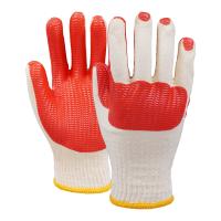 China 10 Gauge Cotton Polyester Latex Coated Work Gloves with Rubber Palm Patch Reinforcement for sale