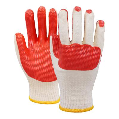 China 10 Gauge Cotton Polyester Latex Coated Work Gloves with Rubber Palm Patch Reinforcement for sale