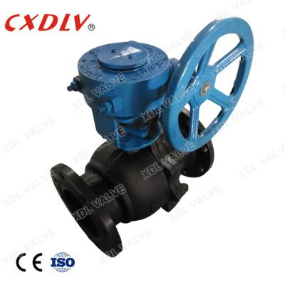 China DIN PN16 WCB Flanged Ball Valve DN15-DN200 Worm Gear Operated for sale