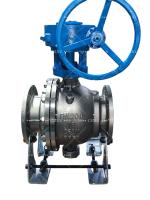 China Carbon Steel Trunnion Ball Valve DN150-DN400 PN16 Flanged Full Port for Oil Gas Water for sale