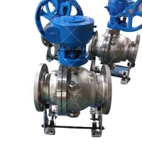 China Carbon Steel Trunnion Ball Valve DN150-DN400 PN16 Flanged Full Port for Oil Gas Water for sale