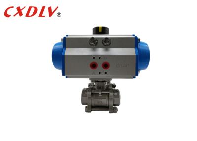 China Pneumatic Actuated Ball Valve 3PC Full Bore 6mm-100mm Double Acting with Limit Switch Box for sale