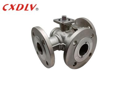 China Full Port 3-Way Flanged Diverter Ball Valve T-Port DN15-DN200 PN16-PN40 for sale
