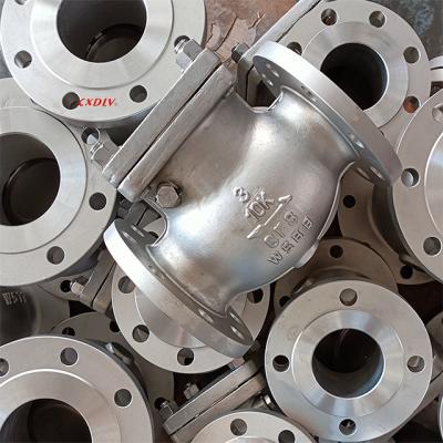 China DN80 Stainless Steel Swing Check Valve Flange End JIS10K with 127-216mm Length and 64-112mm Height Dimensions for sale