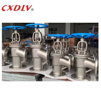 China DN50-DN200 Flanged Angle Globe Valve Manual Wheel Operation Shipboard Seawater Service for sale