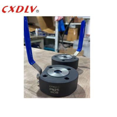 China DN20 PN25 WCB Wafer Ball Valve with PTFE Seat and Stainless Steel Lever for sale