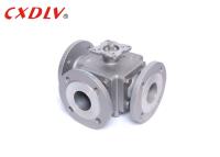 China Small Full Port 3 Way Flanged Ball Valve DN15-DN200 PN16-PN40 Square Body with Mounting Pad for sale