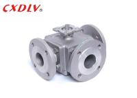 China Small Full Port 3 Way Flanged Ball Valve DN15-DN200 PN16-PN40 Square Body with Mounting Pad for sale